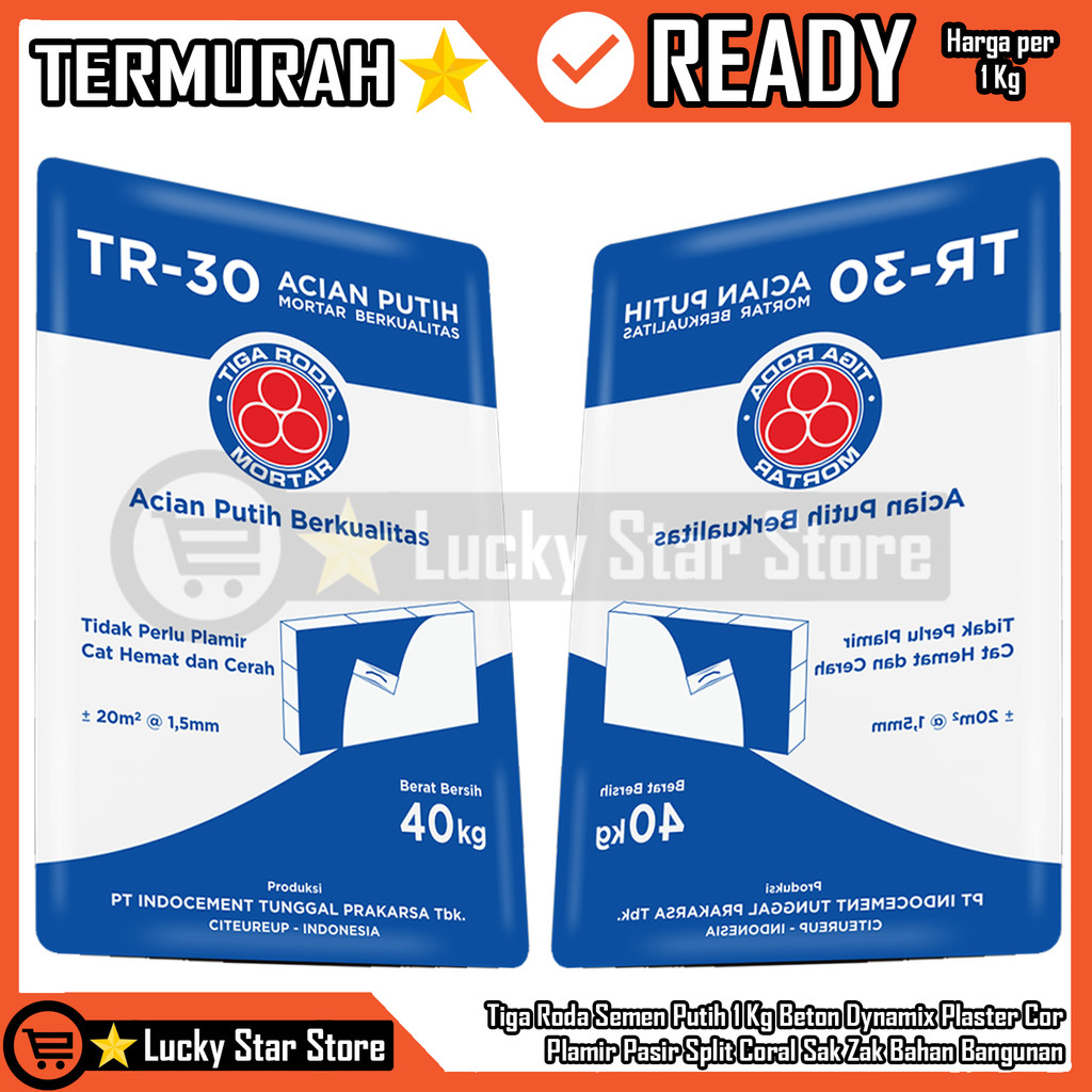 Jual Tiga Roda Semen Putih 1 Kg Kilo Baturaja Padang Pasir Split Koral ...