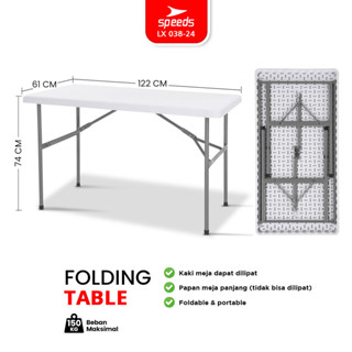 Jual SPEEDS Meja Lipat 122x61x74cm Plastik Folding Table Indoor Outdoor ...