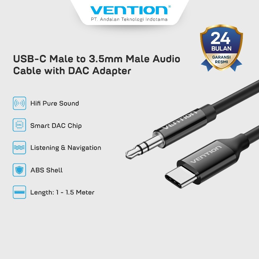 Jual Vention Kabel Jack Audio Cable USB Type C Male to Aux 3.5mm Male ...