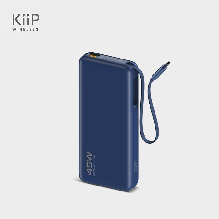 Jual KIIP E66 Powerbank Retracable Cable 20000mAh Fast Charging USB Type C 45W PD PPS QC ...