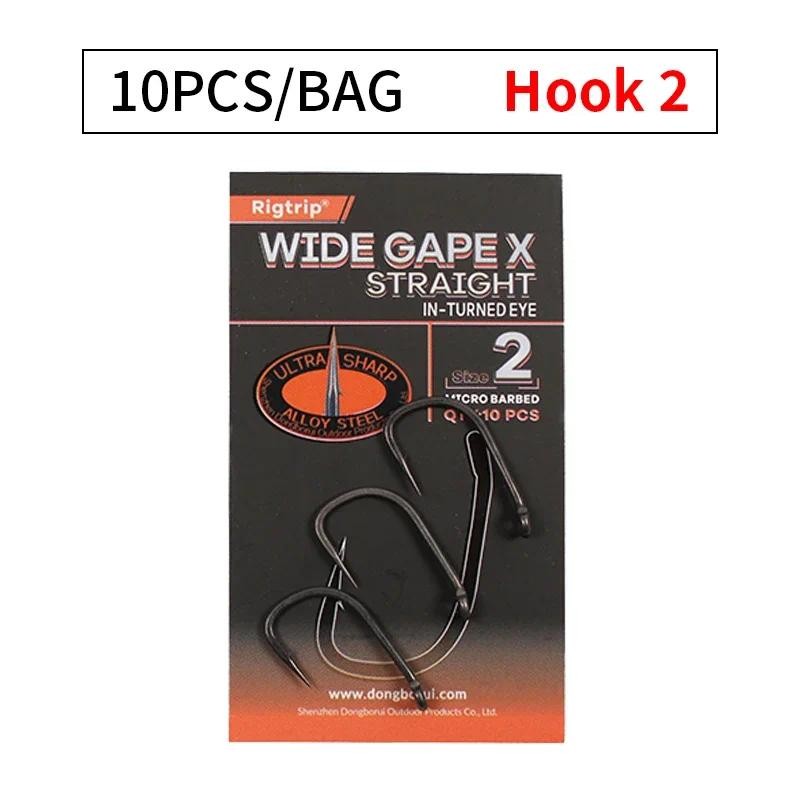 Jual Carp Fishing Hook Wide Gape Hook 10pcs Size 2 4 6 PTFE Coating ...