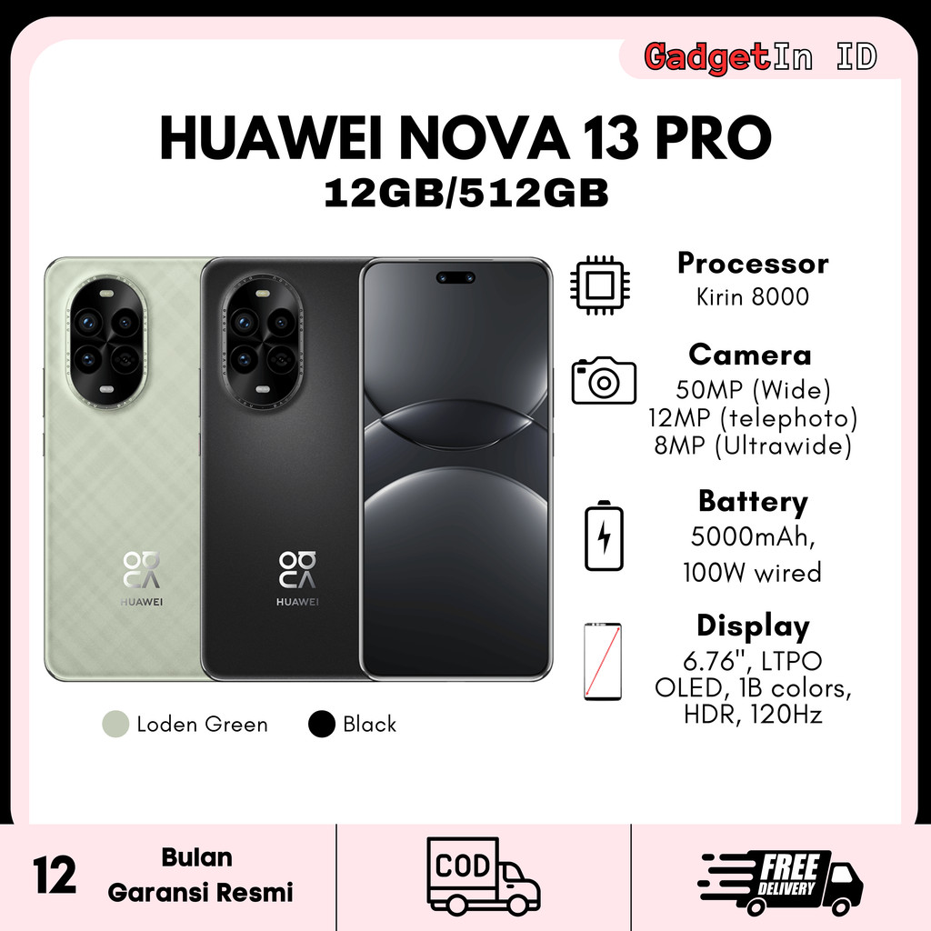 Jual HUAWEI Nova 13 Pro - 12GB/512GB - 60 MP Front Ultra Portrait Dual ...