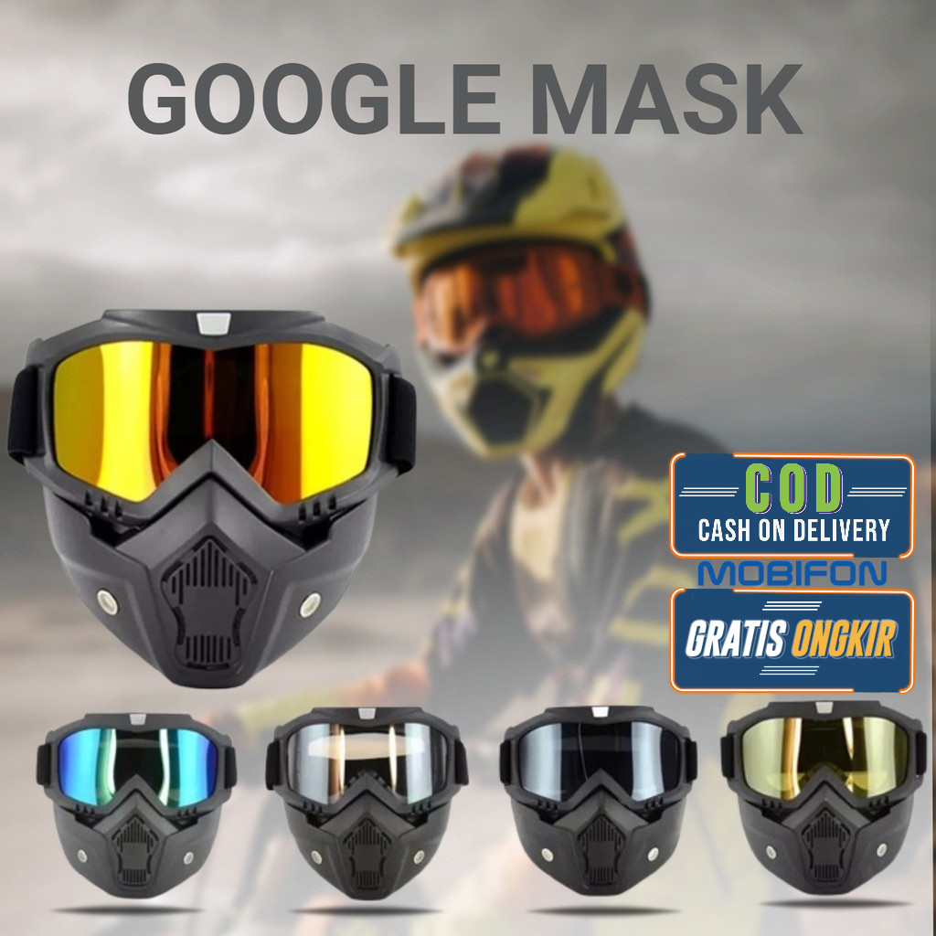 Jual Google Mask Helm Kacamata Masker 2in1 Set Motor Paintball Trail ...