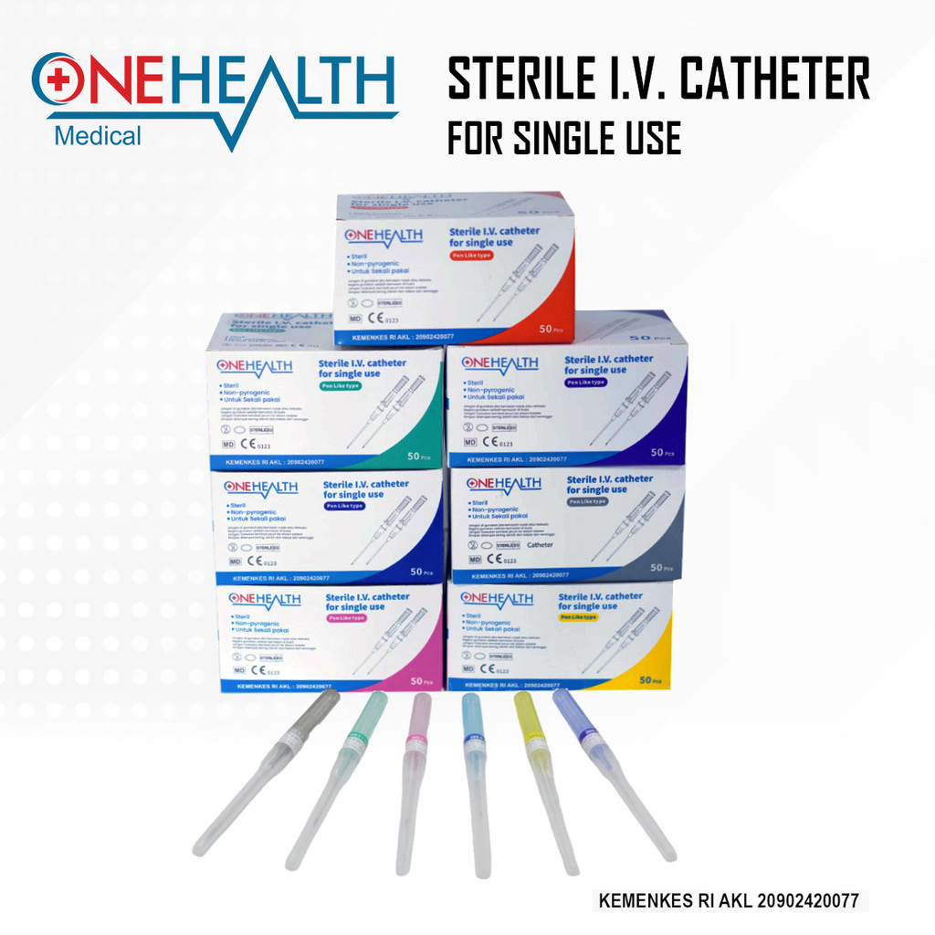 Jual 1Box isi 50- IV Catheter Onehealth / Jarum Infus Tindik / Abbocath ...
