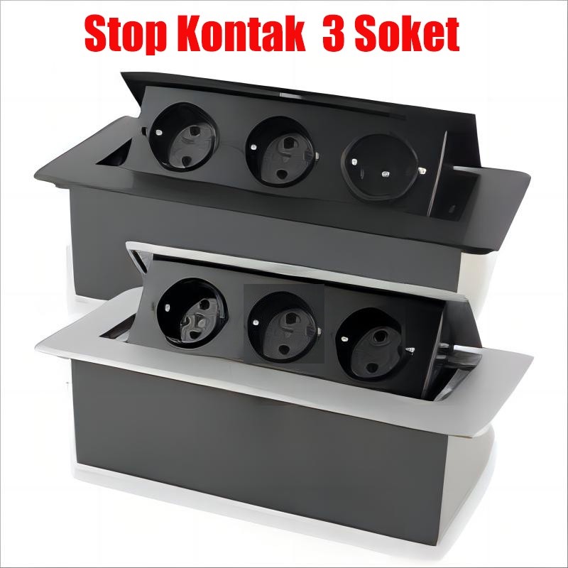 Jual Stop Kontak Meja Meeting Tanam 3 Soket pop-up 3lubang Desktop Tertanam Stopkontak Floor ...