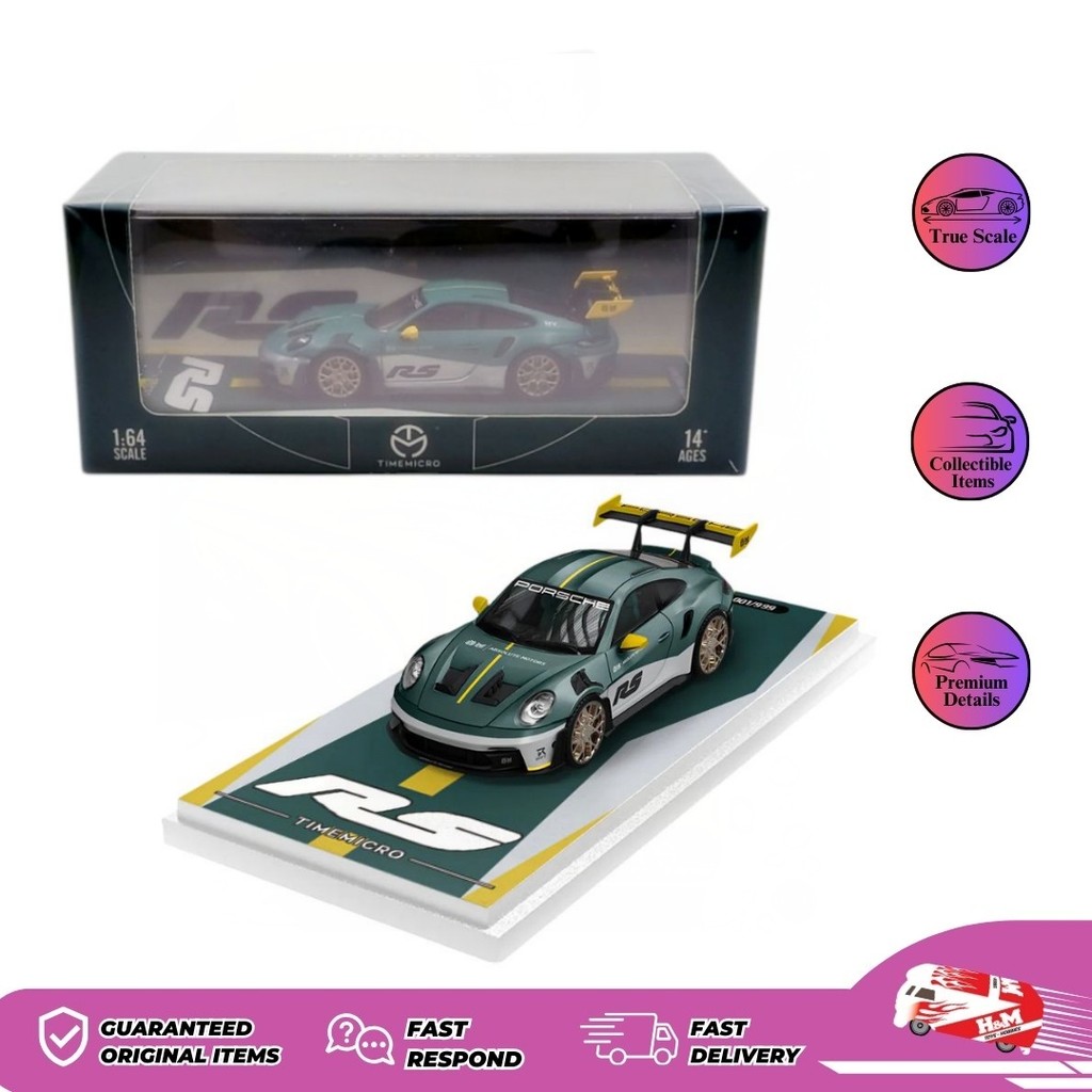 Jual Time Micro 1/64 Porsche 992 GT3 RS Green Silver | Shopee Indonesia