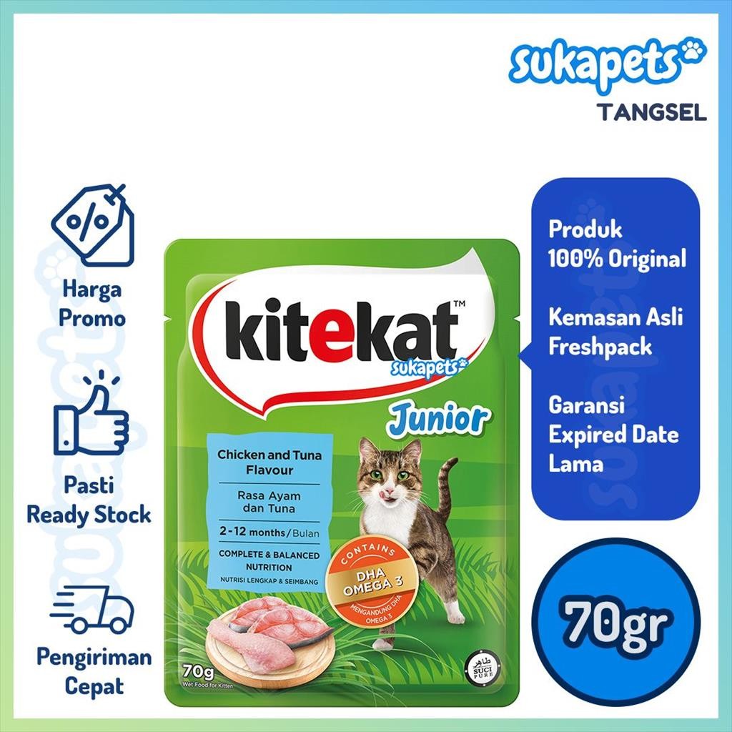 Jual Kitekat Junior Kitten Chicken & Tuna Flavour Makanan Kucing Basah ...