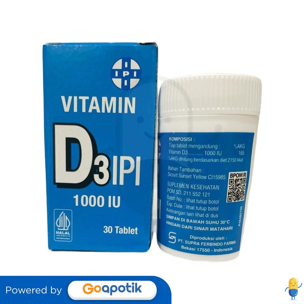 Jual Ipi Vitamin D3 1000 Iu Botol 30 Tablet | Shopee Indonesia