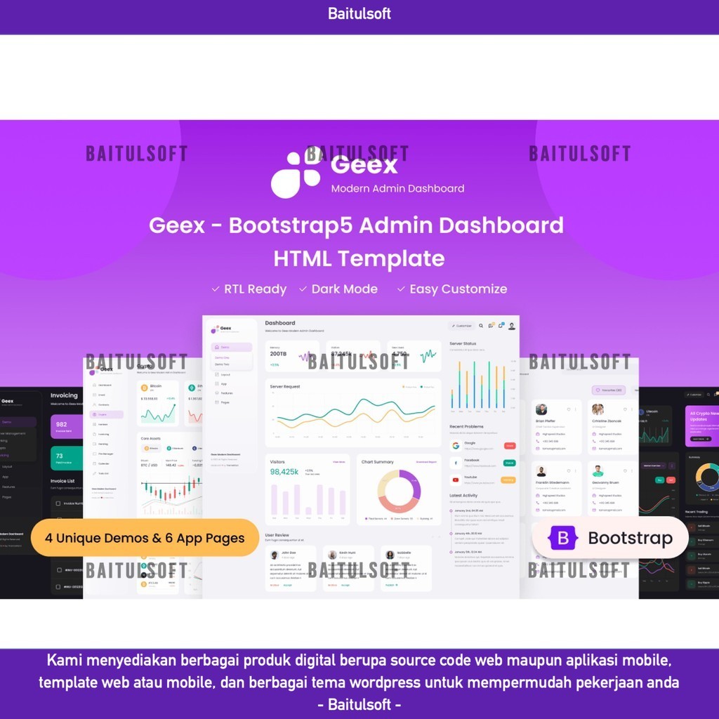 Jual WEB TEMPLATE GEEX - BOOTSTRAP5 ADMIN DASHBOARD HTML TEMPLATE D2332 BAITULSOFT | Shopee ...