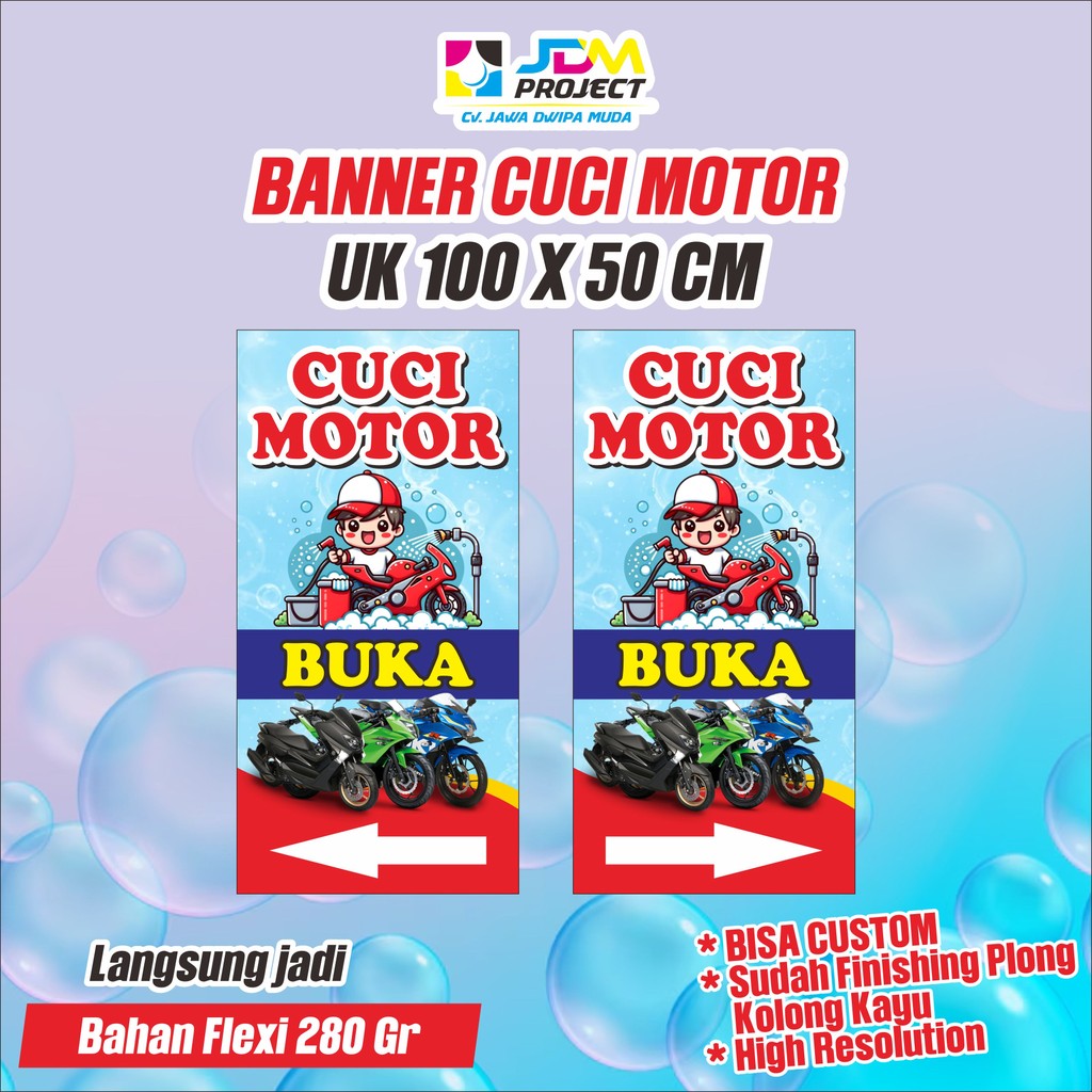 Jual JDM Project - Spanduk Banner Plang Cuci Motor (Depan Belakang ...