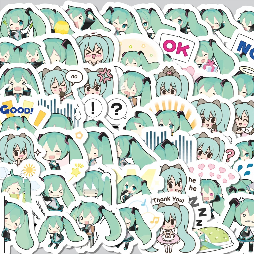 Jual Stiker Cutting Pack Sticker Kartun Hatsune Miku Isi 100Pcs Series ...