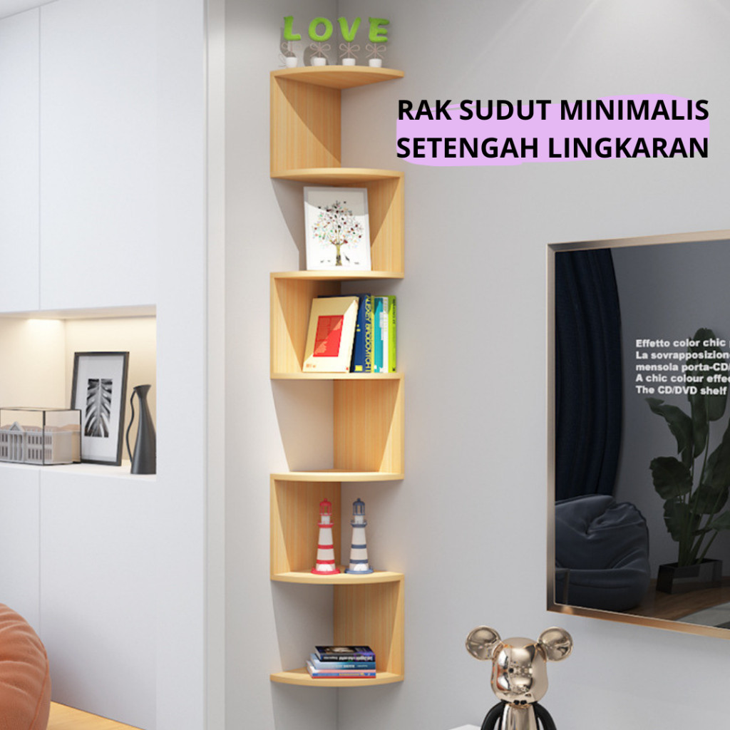 Jual Rak Dinding Sudut Setengah Lingkaran Aesthetik Rak Bunga Ruang ...