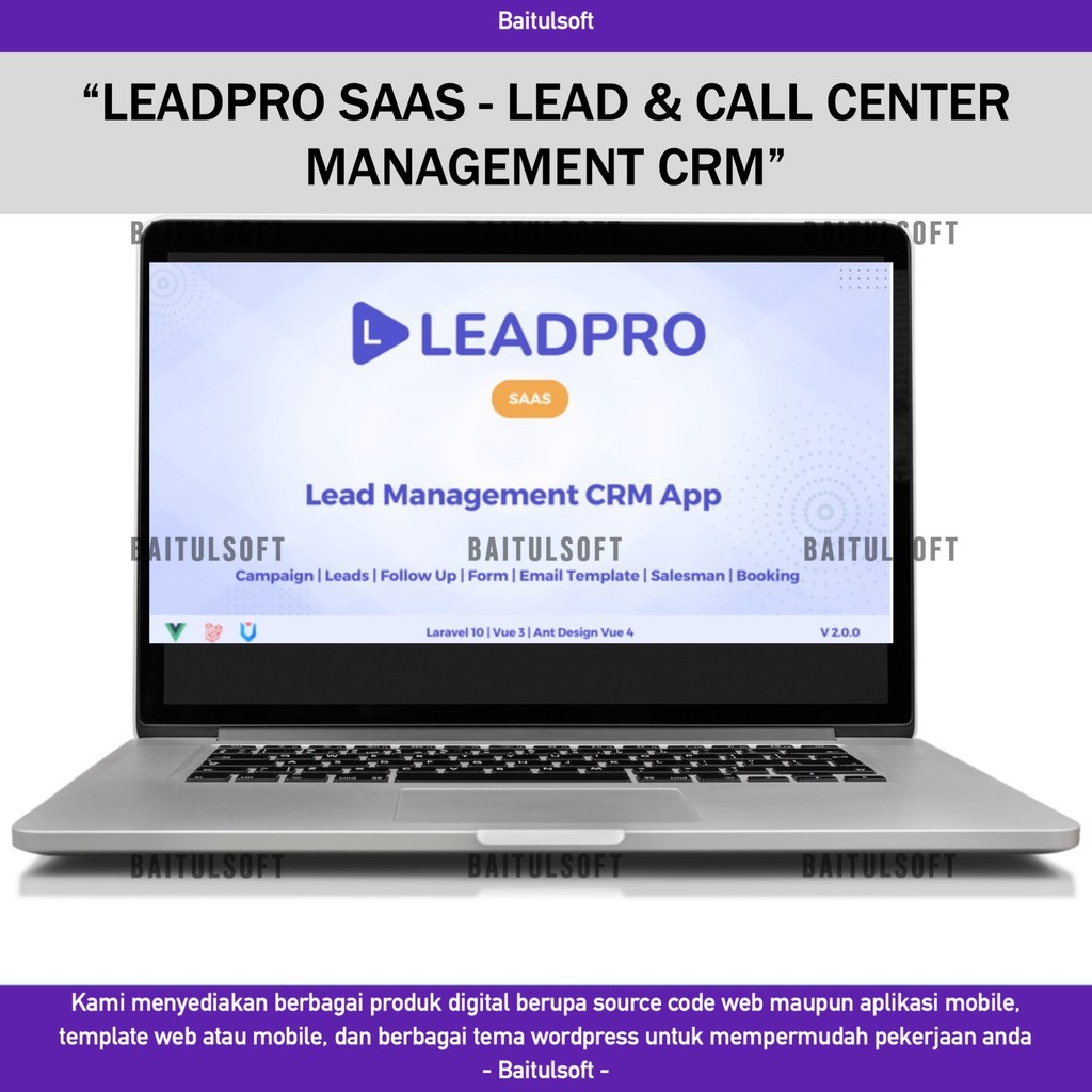 Jual SOURCE CODE APLIKASI WEB LEADPRO SAAS - LEAD & CALL CENTER MANAGEMENT CRM D394 BAITULSOFT ...