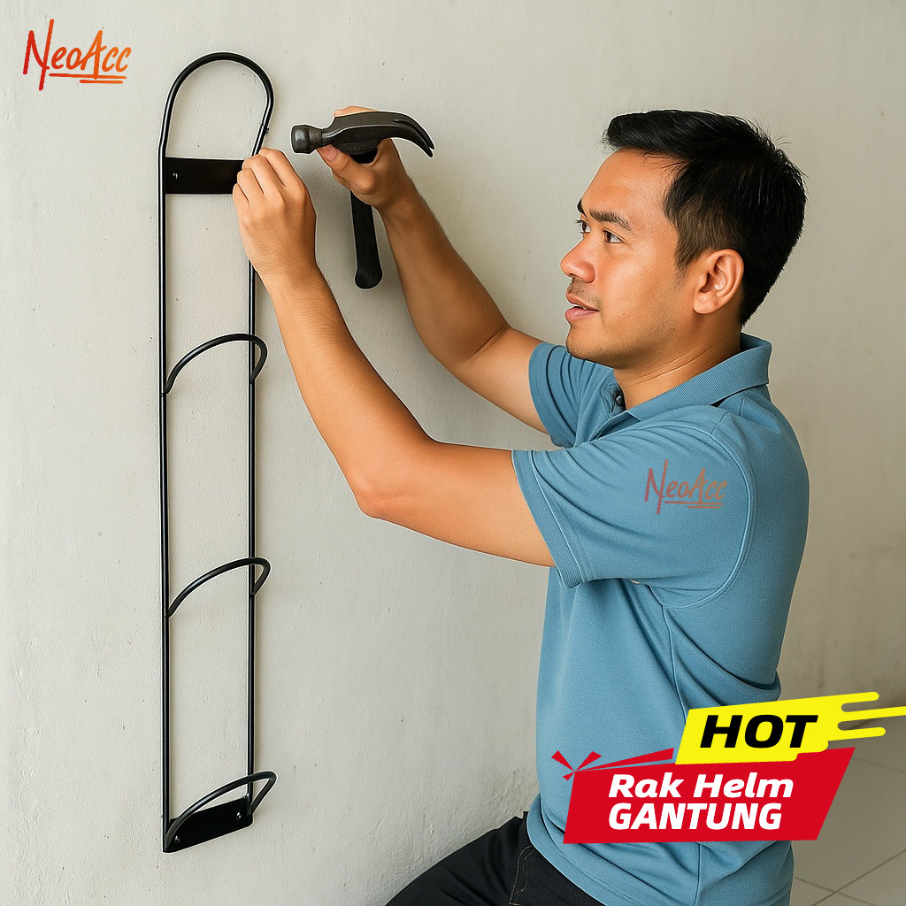 Jual Rak Helm Gantungan Tempel Dinding Besi Kokoh Sudah Rakitan 3 5 ...