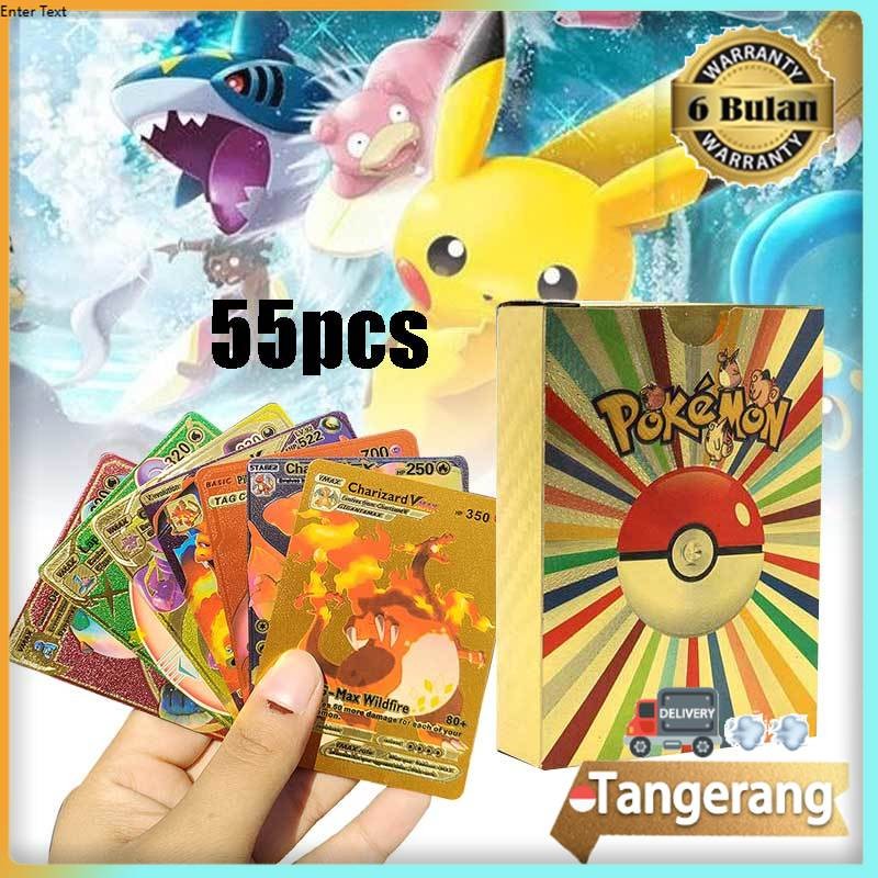 Jual 55pcs Kartu Pokemon Cards Gold Emas Hitam Langka Charizard Pikachu Langka Bahasa Inggris 1 ...