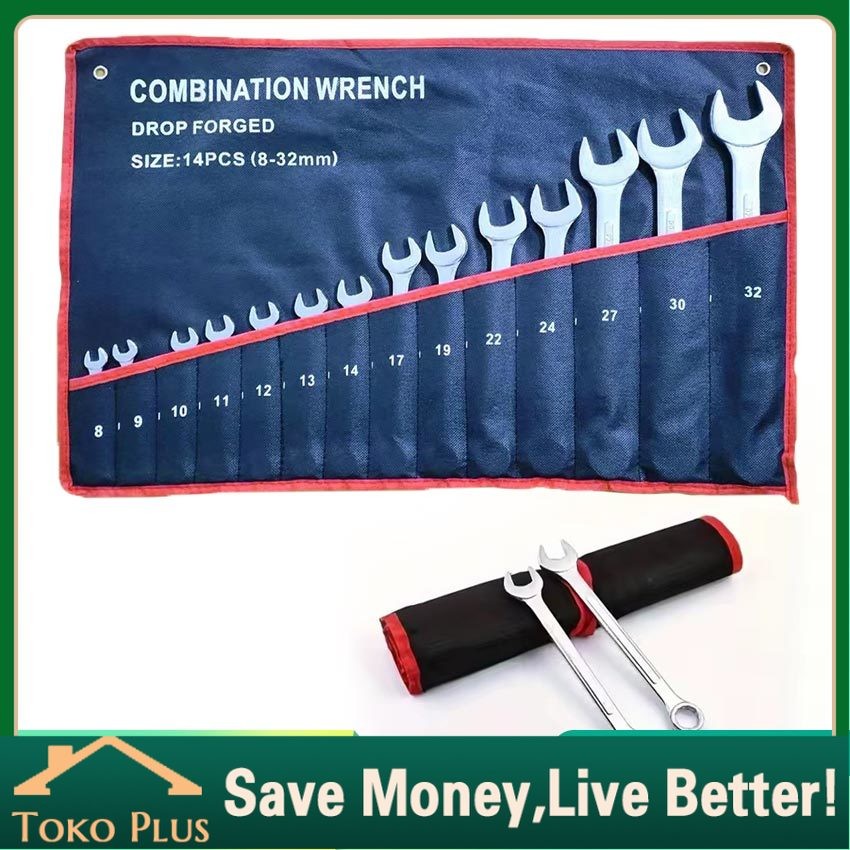 Jual Kunci Ring Pas Set 14 Pcs 8-32mm Kunci Pas Baja Kunci Pas Set kunci kombinasi Combination ...