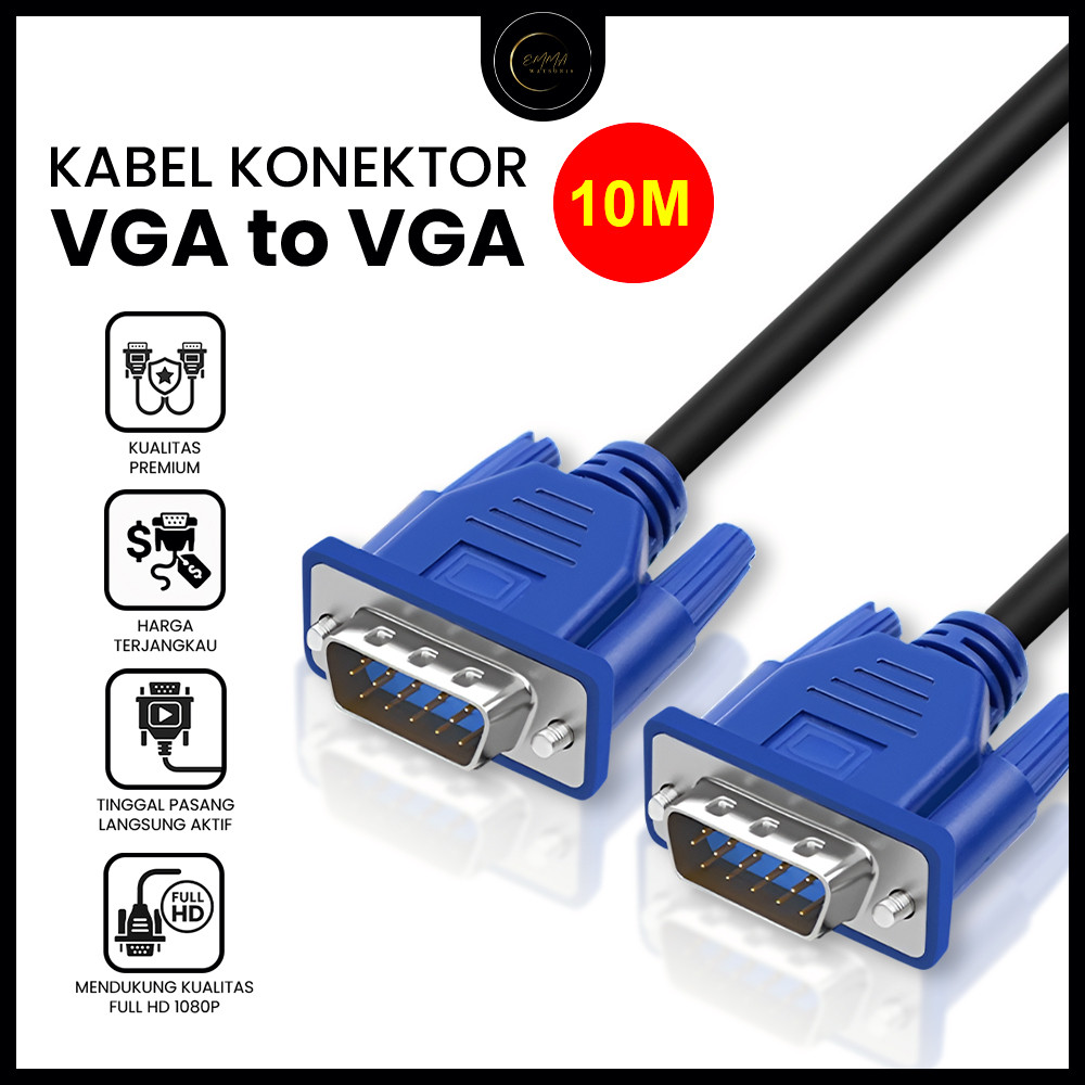 Jual EM Kabel CONECTOR VGA 10 METER | Shopee Indonesia