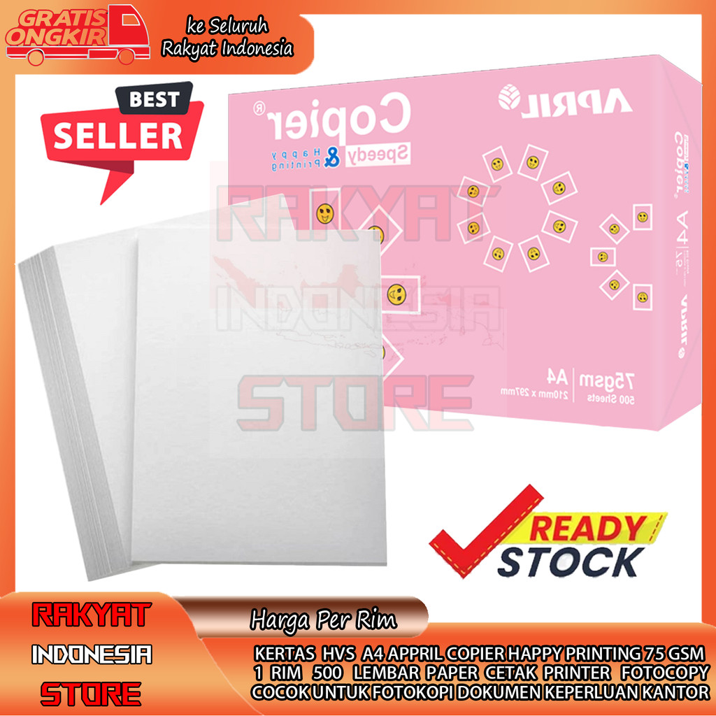 Jual April Kertas A4 April Copier Happy Printing 75gsm 1 Rim Per Pack Pak Serim Per Rim Per ...