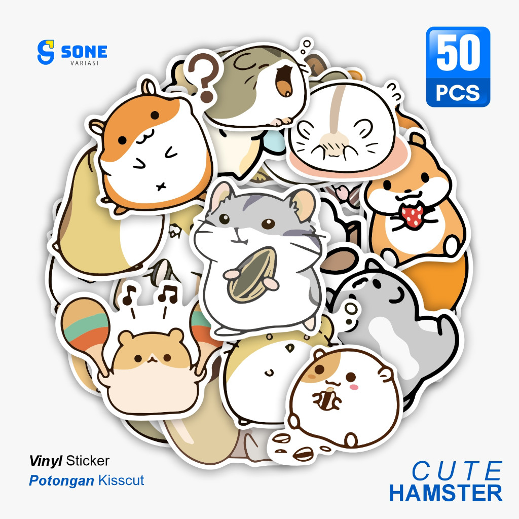 Jual Sticker Pack CUTE HAMSTER / Stiker Animasi Paper Vinyl Deco Buku ...
