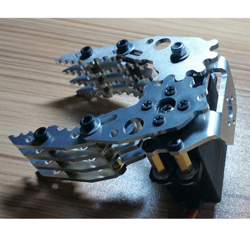 Jual Silver Metal Robot Claw Aluminum Alloy Gripper Robotic Arm Hand ...