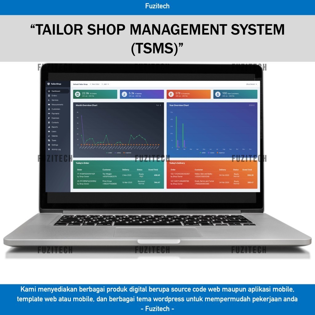 Jual SOURCE CODE APLIKASI WEB TAILOR SHOP MANAGEMENT SYSTEM (TSMS) D304 FUZITECH | Shopee Indonesia