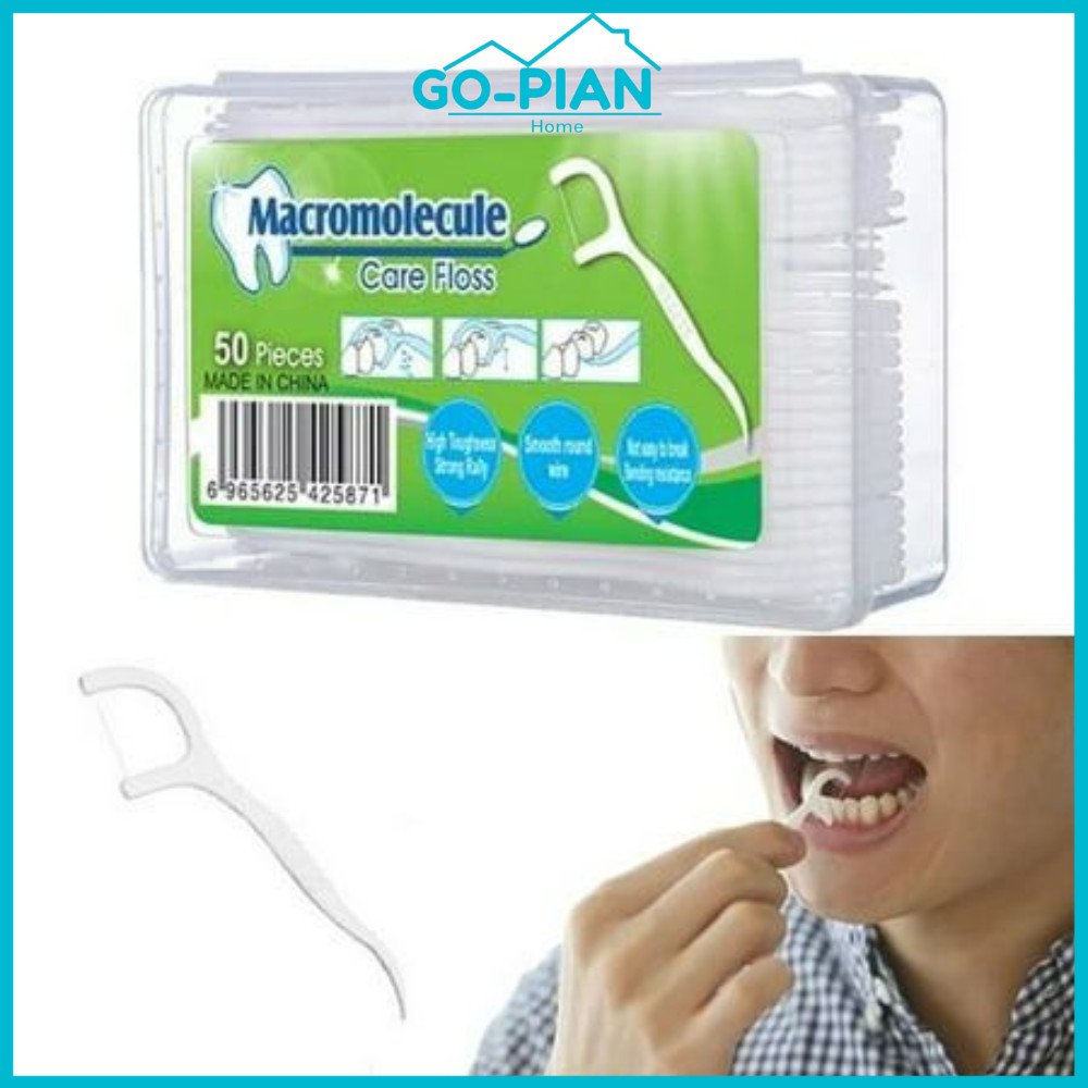 Jual benang tusuk gigi 1PACK isi 50 Macromolecule dental floss steril ...