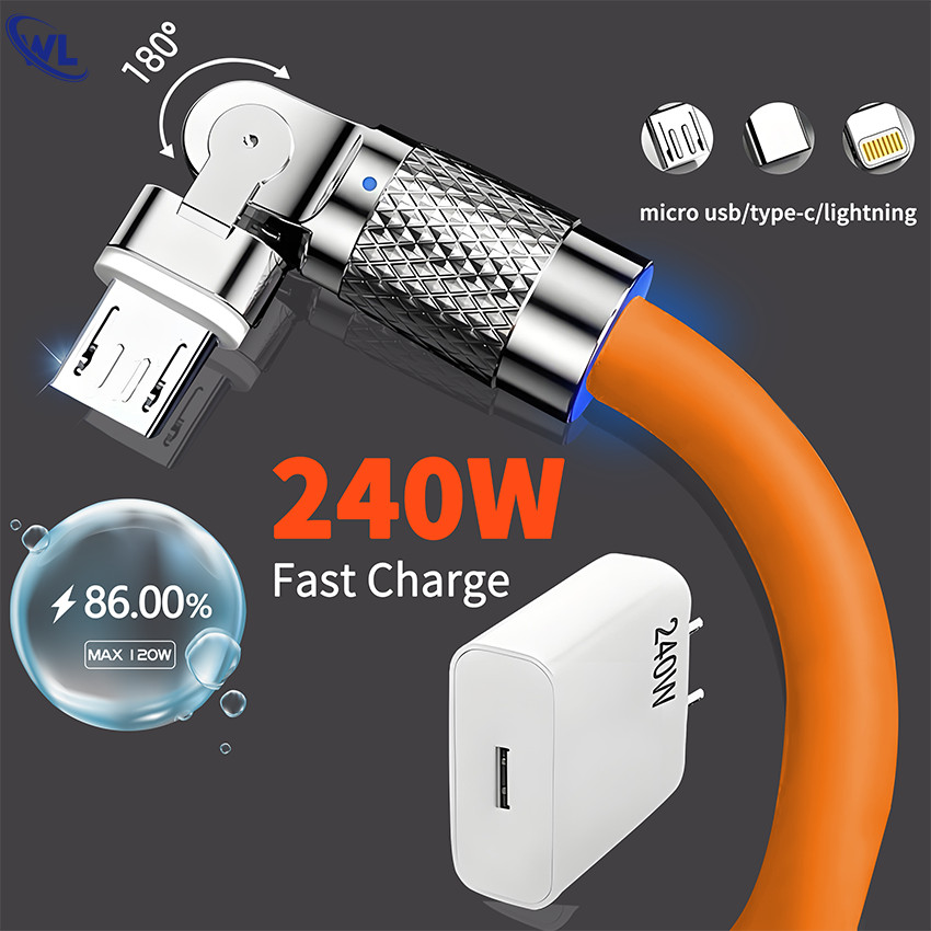 Jual Fast Charge 240W Adapter Charging Head Rotatable Data Cable 120W ...