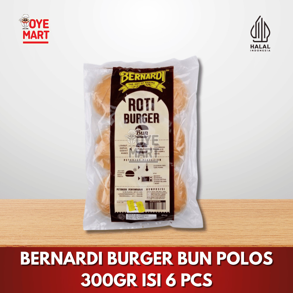 Jual BERNARDI POLOS BURGER BUN 300GR ISI 6 PCS /ROTI BURGER / ROTI BEKU ...
