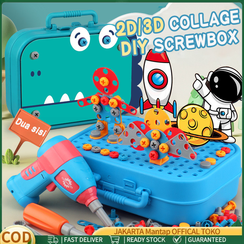 Jual Mainan Anak Tool Box Set 351pcs / 210pcs Perbaikan Sekrup Bor ...