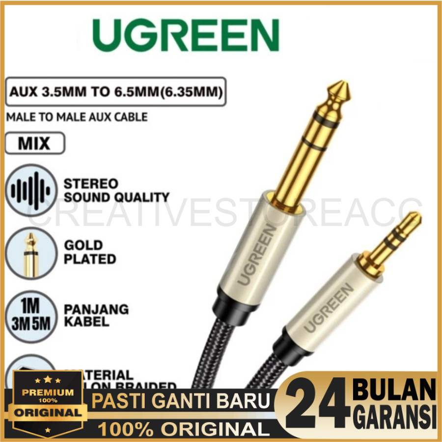 Jual UGREEN Kabel Aux Jack 3.5mm To 6.5mm 6.35mm Audio TRS Stereo - Ugreen 10625 / 10628 / 10629 ...
