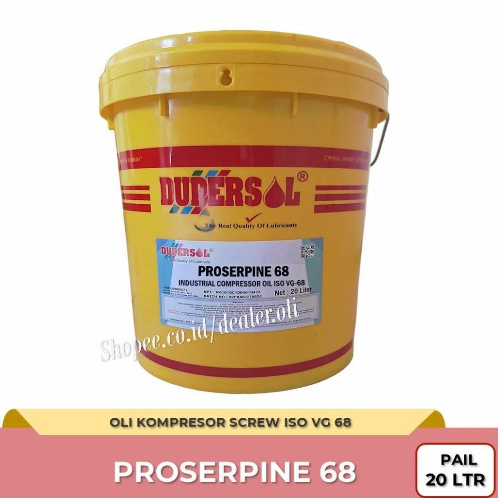 Jual Oli Kompresor Screw ISO VG 68 DUPERSOL PROSERPINE 68 - Pelumas ...