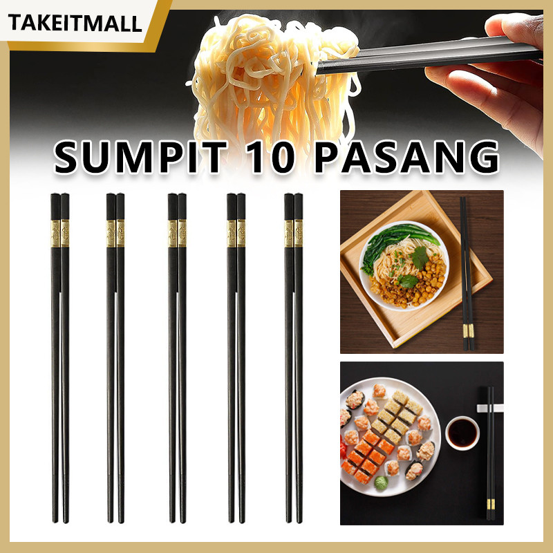 Jual 10 Pasang Sumpit Premium/Sumpit Anti Bakteri Anti Jamuran/ Sumpit ...