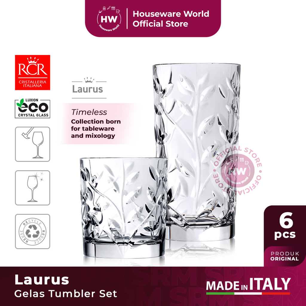 Jual RCR Gelas Tumbler Kaca Crystal Set Laurus 33cl/36cl - 6pcs | Shopee Indonesia