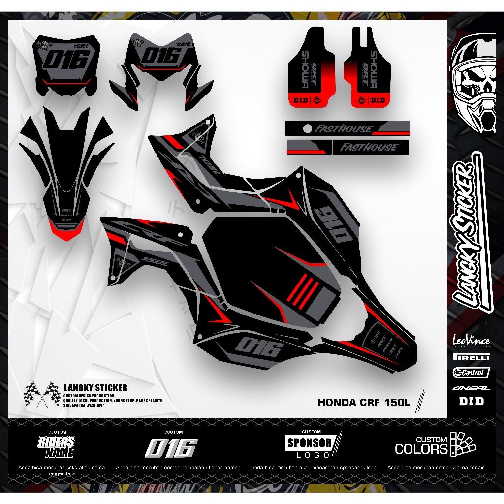 Jual Decal CRF 150 L Full Body Supermoto Style V5 Gratis Custom ...