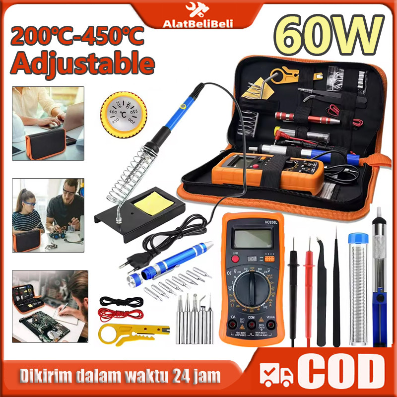 Jual 【COD】Set besi solder lengkap 60W, kit peralatan besi solder dengan multimeter, 220V 60W/set ...