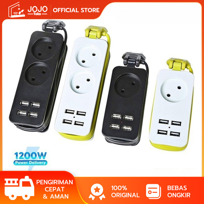 Jual Portable Stop Kontak Travel - 4 USB Port - Kabel 1,5 Meter/Stop ...