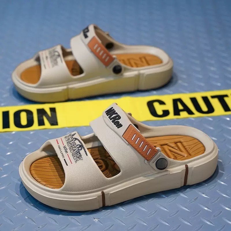 Jual Sandal pria Korea terbaru 2025, bahan PVC, sol karet tebal, sandal ...
