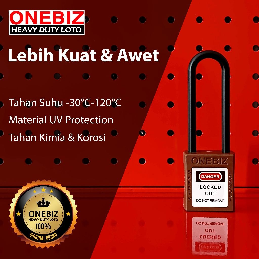 Jual ONEBIZ Long Nylon Shackle Safety Padlock Brown OB 14-BDG39 ...