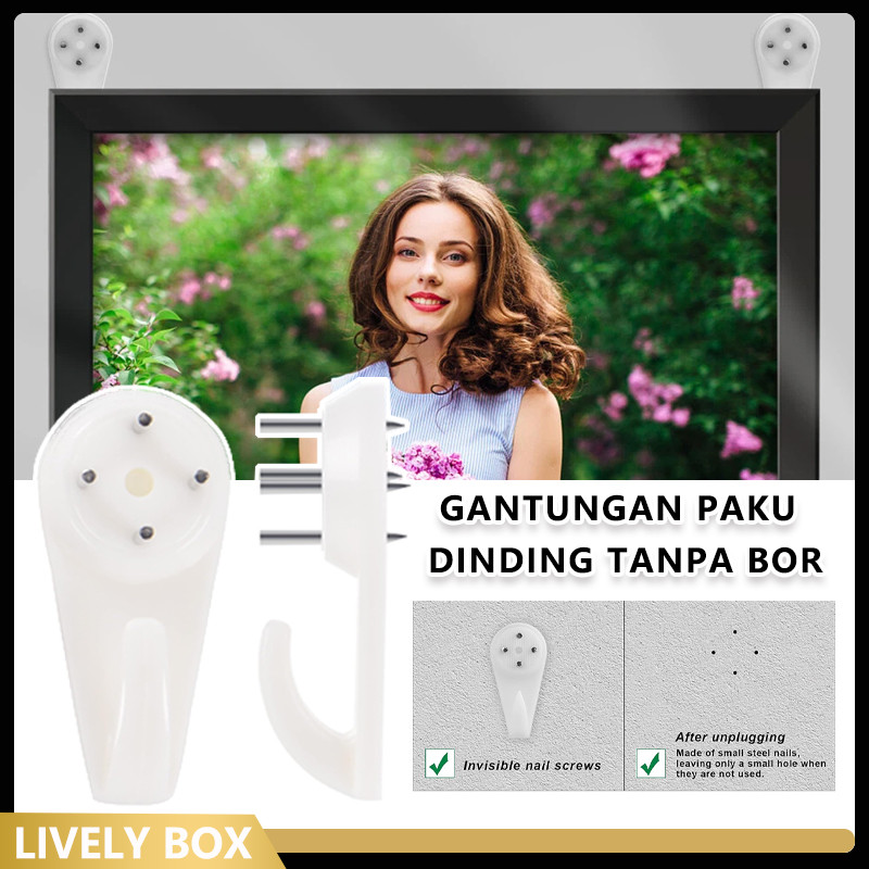 Jual Gantungan Paku Dinding Tanpa Bor Kait Paku Invisible/ Wall Hook ...