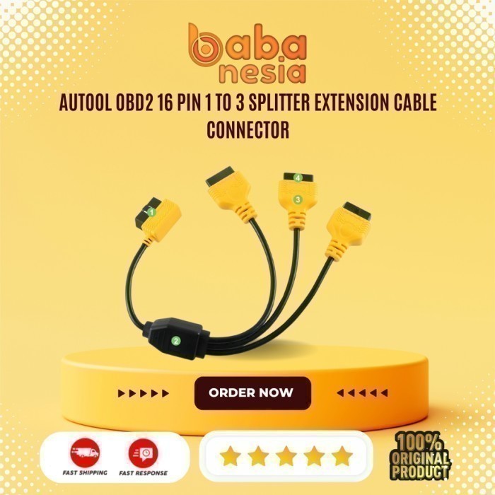 Jual AUTOOL OBD2 16 PIN 1 to 3 Splitter Extension Cable Connector ...