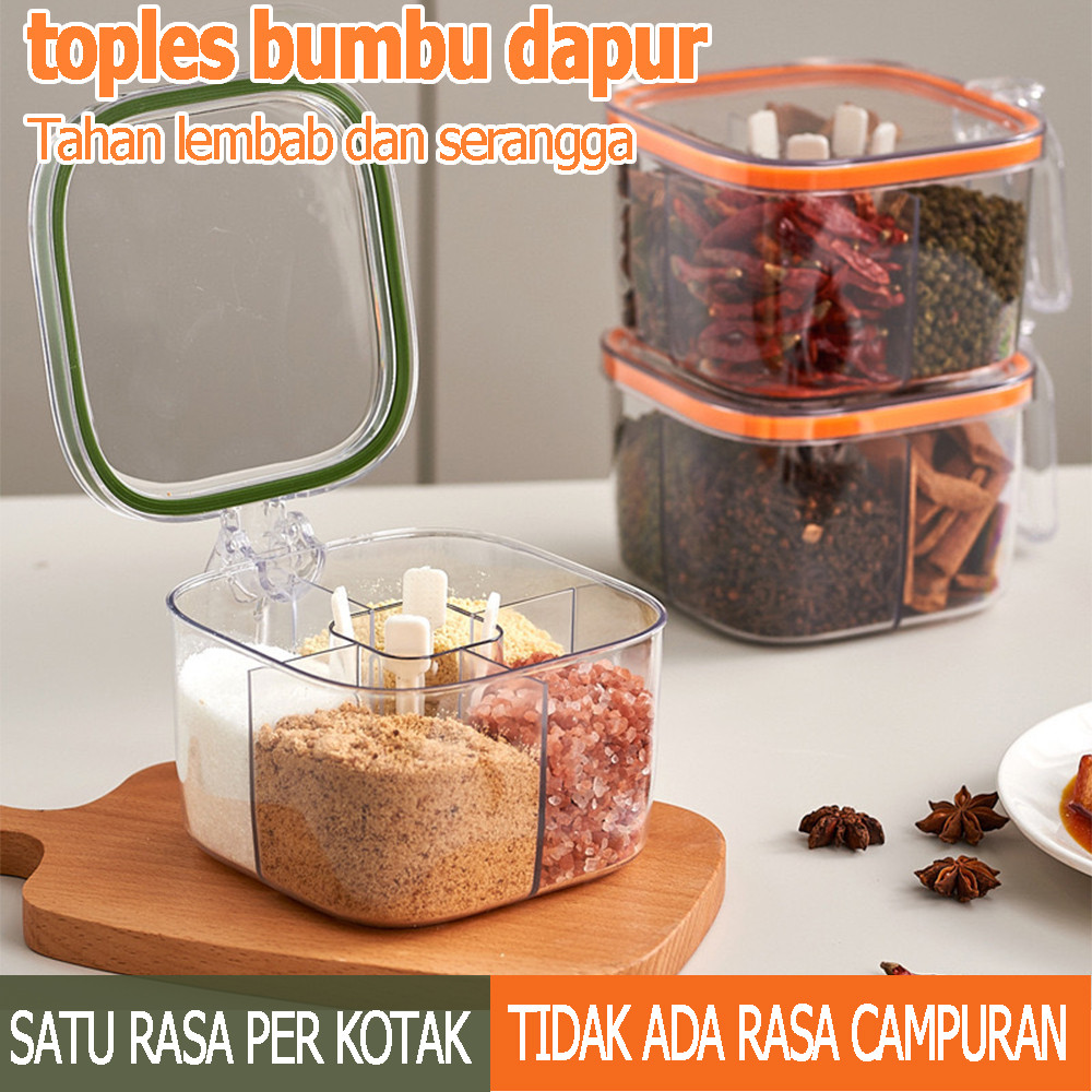 Jual Tempat Bumbu Dapur 4 in 1 Free Sendok Wadah Toples Bumbu Dapur ...