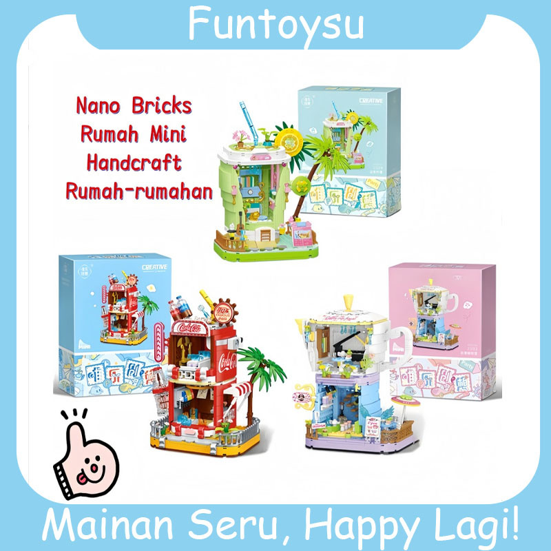 Jual mainan balok susun anak Street View Rangkaian Toko Blok Bangunan ...