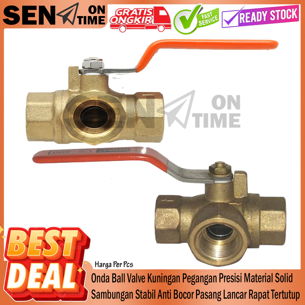 Jual Onda Ball Valve Kuningan 1/2 3/4 Tahan Tekan Presisi Pegangan Kuat ...