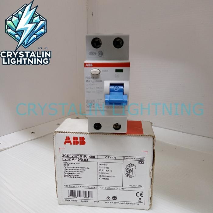 Jual ABB ELCB/RCCB 2P 40A 30MA 2CSF202101R1400 READY DAN ORIGINAL ...