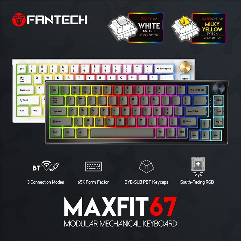 Jual MAXFIT 67 Mechanical Keyboard Gaming Wireless Bluetooth Three-Mode ...