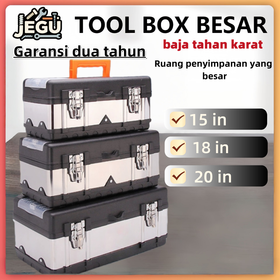 Jual JEGU Tool Box Besar 15/18/20 Inch Bahan Baja Tool Box Set Lengkap ...