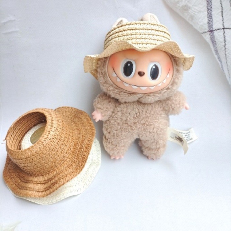 Jual For Sitting Party Labubu Hat Open Top Straw Hat Woven Hat Labubu ...