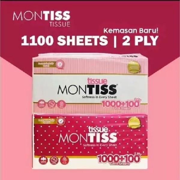 Jual MONTISS MURAH TISU WAJAH / FACIAL TISSUE / TISU MUKA 1000 SHET 2 ...