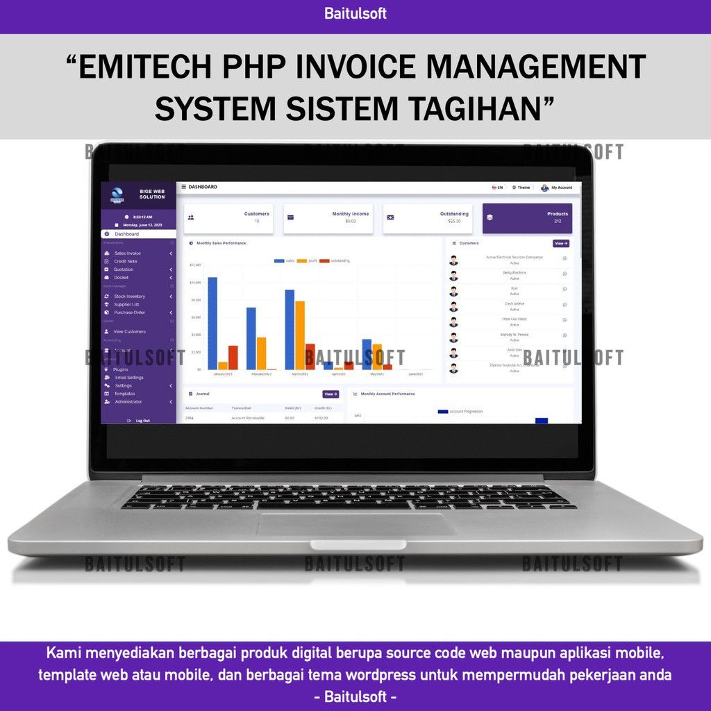 Jual SOURCE CODE APLIKASI WEB EMITECH PHP INVOICE MANAGEMENT SYSTEM SISTEM TAGIHAN D390 ...