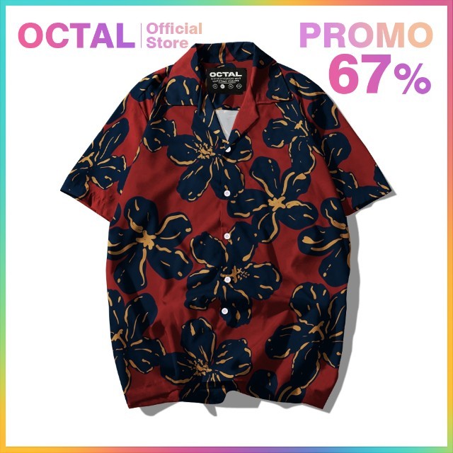 Jual OCTAL - Kemeja Motif Pattern Pantai Printing Kasual Pria - Wanita ...